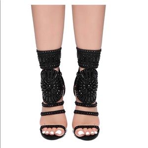 Shoes | Sassy Black Sparkling Beaded Stilettos Heels | Poshmark